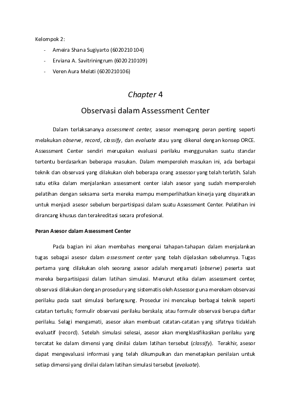 (PDF) Observasi dalam Assessment Center