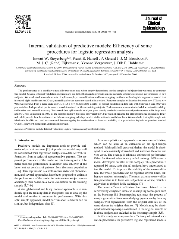 (PDF) Internal validation of predictive models