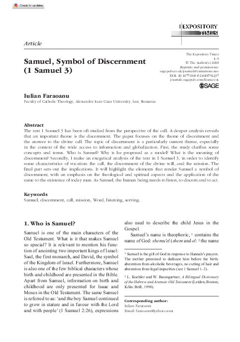 (PDF) Samuel, Symbol of Discernment (1 Samuel 3)