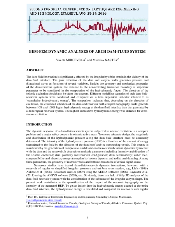 (PDF) Bem-Fem Dynamic Analyses of Arch Dam-Fluid System