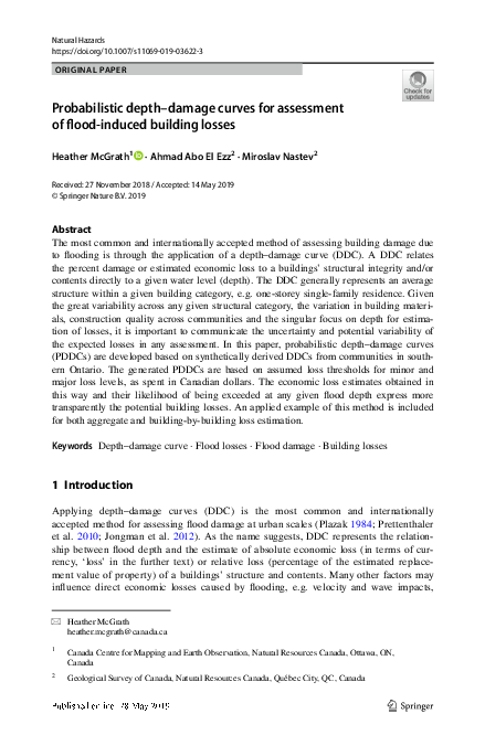 (PDF) Probabilistic depth–damage curves for assessment of flood-induced ...
