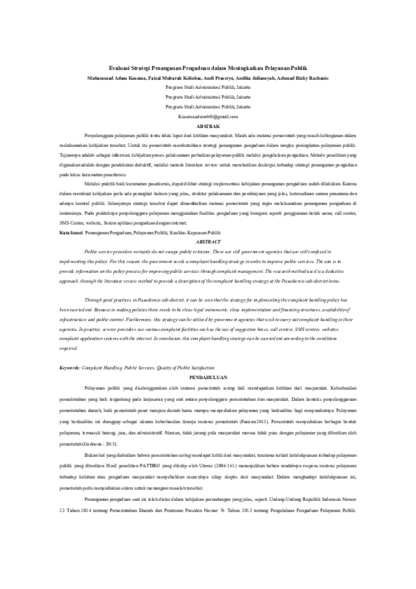 (DOC) Evaluasi Strategi Penanganan Pengaduan dalam Meningkatkan Pelayanan Publik