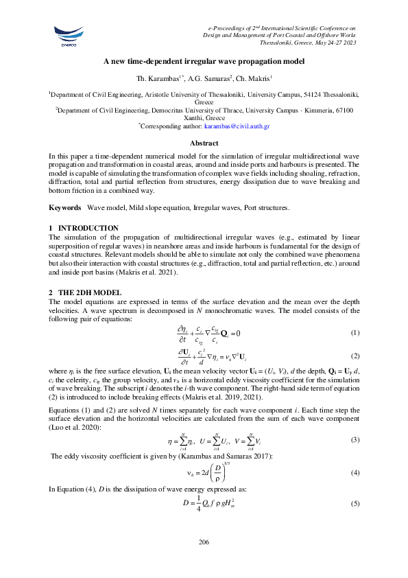 (PDF) A new time-dependent irregular wave propagation model