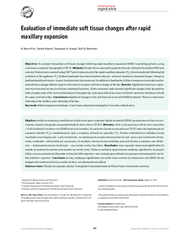 (PDF) Evaluation of immediate soft tissue changes after rapid maxillary expansion