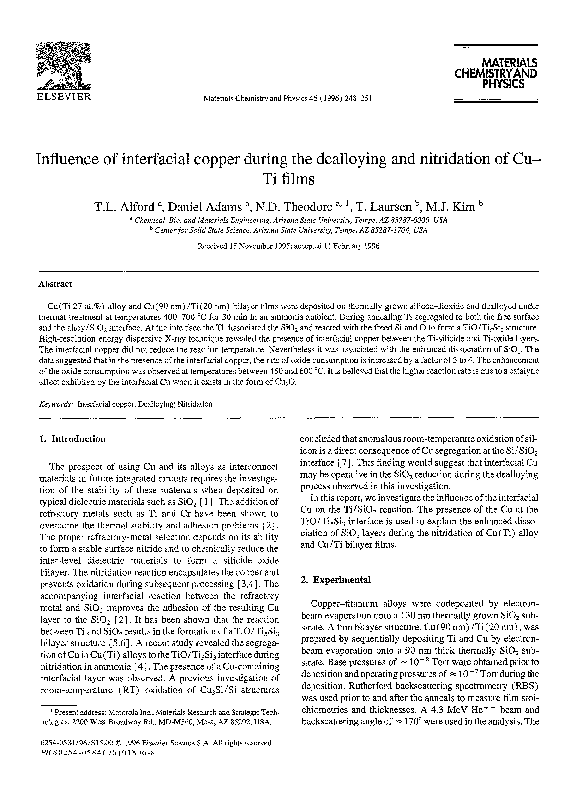 (PDF) Influence of interfacial copper during the dealloying and ...