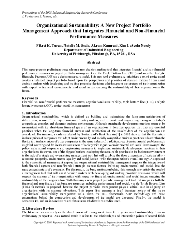 (PDF) Organizational Sustainability: A New Project Portfolio Management ...