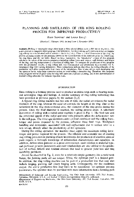 (PDF) Planning and simulation of the ring rolling process for improved productivity