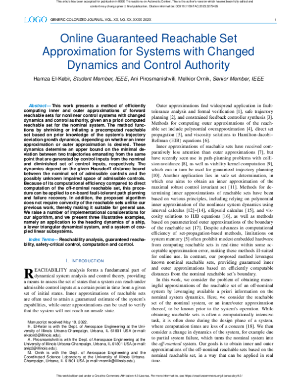 (PDF) Online Guaranteed Reachable Set Approximation for Systems with ...