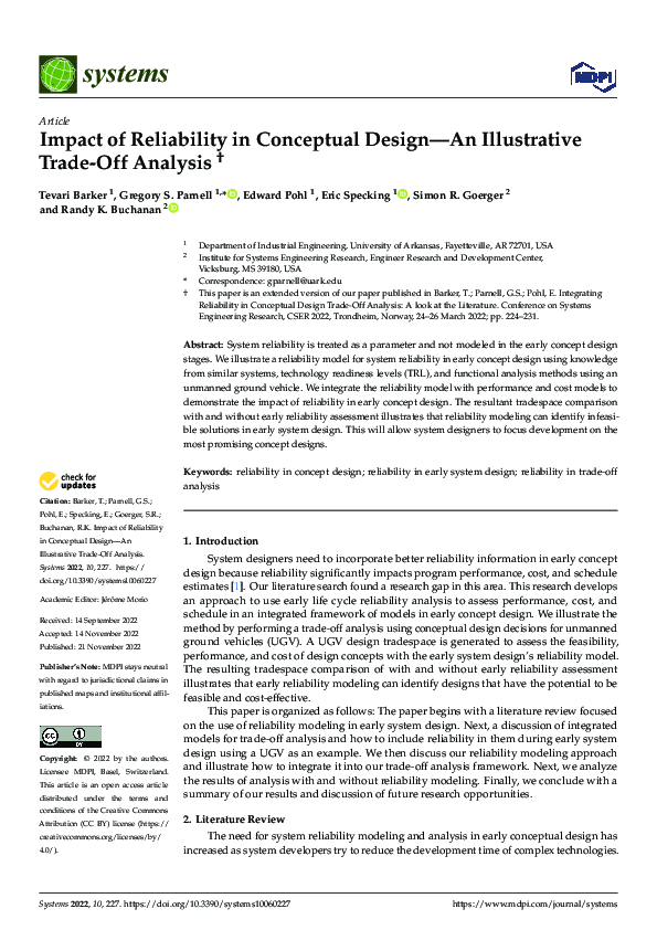 (PDF) Impact of Reliability in Conceptual Design-An Illustrative Trade-Off Analysis