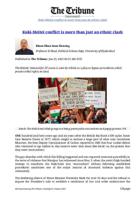 (PDF) Kuki-Meitei conflict is more than just an ethnic clash