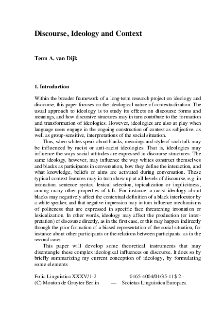 (PDF) Discourse, Ideology and Context