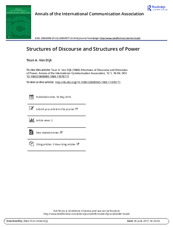 (PDF) Structures of Discourse and Structures of Power