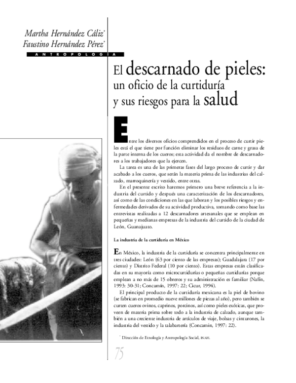 (PDF) El descarnado de pieles: un oficio de la curtiduría y sus riesgos ...