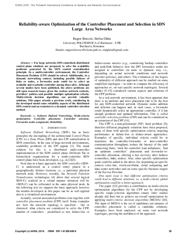 (PDF) Reliability-aware Optimization of the Controller Placement and Selection in SDN Large Area ...