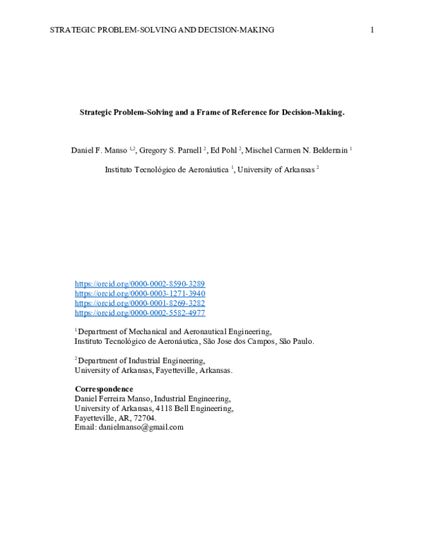 (DOC) Strategic Problem-Solving and a Frame of Reference for Decision ...