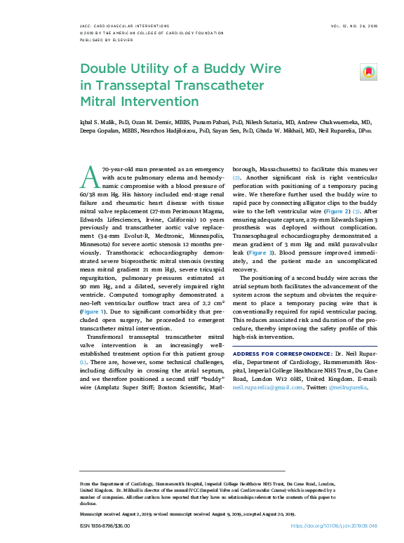 (PDF) Double Utility of a Buddy Wire in Transseptal Transcatheter ...
