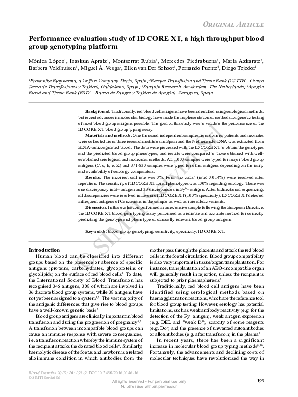 (PDF) Performance evaluation study of ID CORE XT, a high throughput ...
