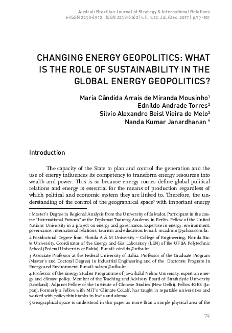 (PDF) Changing Energy Geopolitics: What is the Role of Sustainability ...