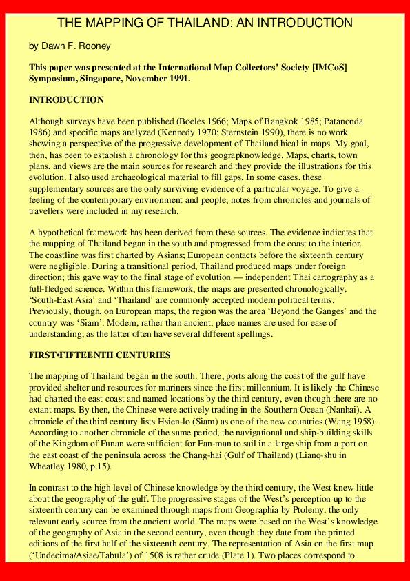 (PDF) The Mapping of Thailand: An Introduction (PDF) The Mapping of Thailand: An Introduction