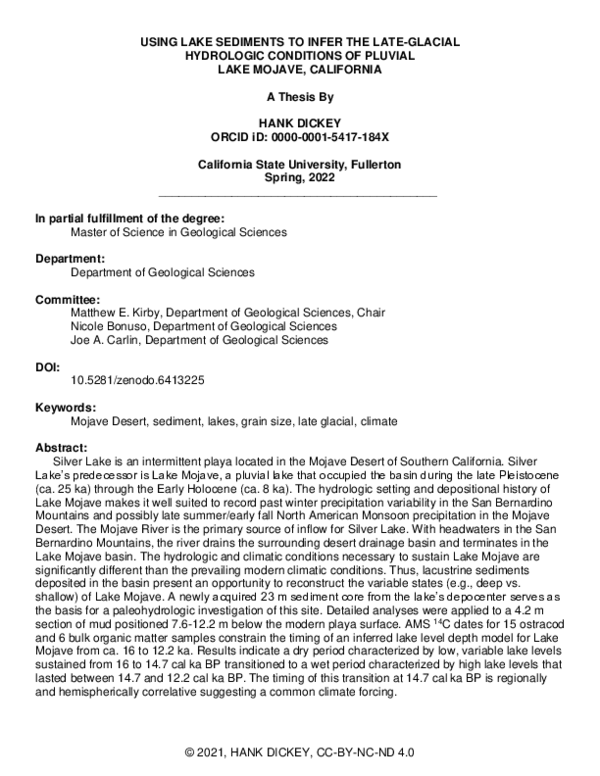 (PDF) Using Lake Sediments to Infer the Late-Glacial Hydrologic ...