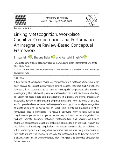 (PDF) Linking Metacognition, Workplace Cognitive Competencies and ...