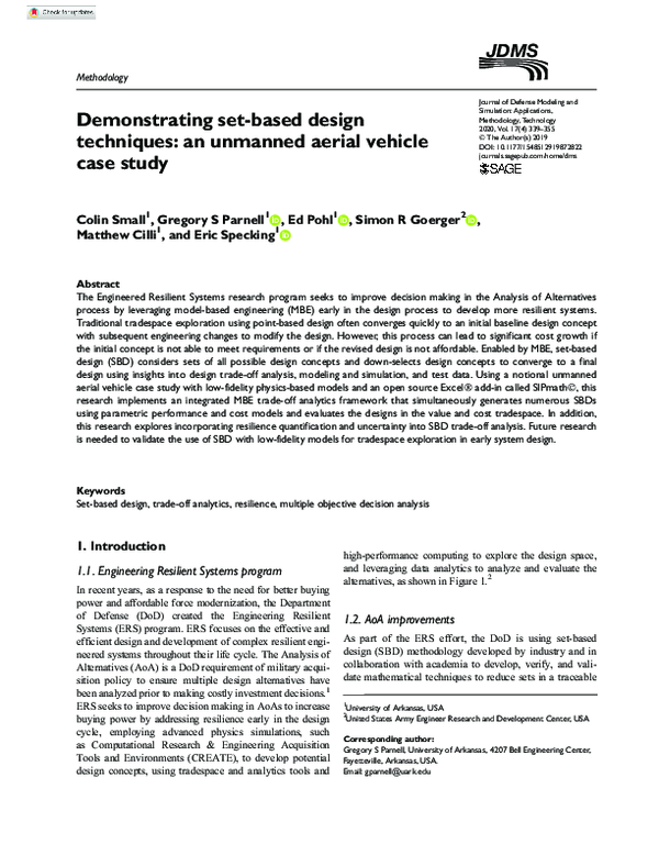 (PDF) Demonstrating set-based design techniques: an unmanned aerial vehicle case study | Gregory ...