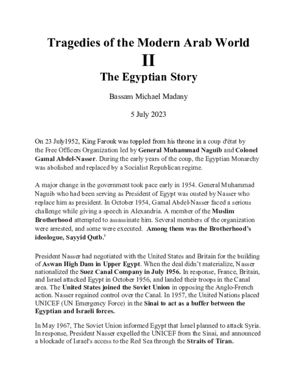 (DOC) Tragedies of the Modern Arab World