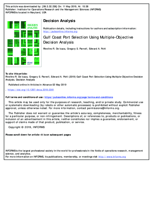 (PDF) Gulf Coast Port Selection Using Multiple-Objective Decision Analysis