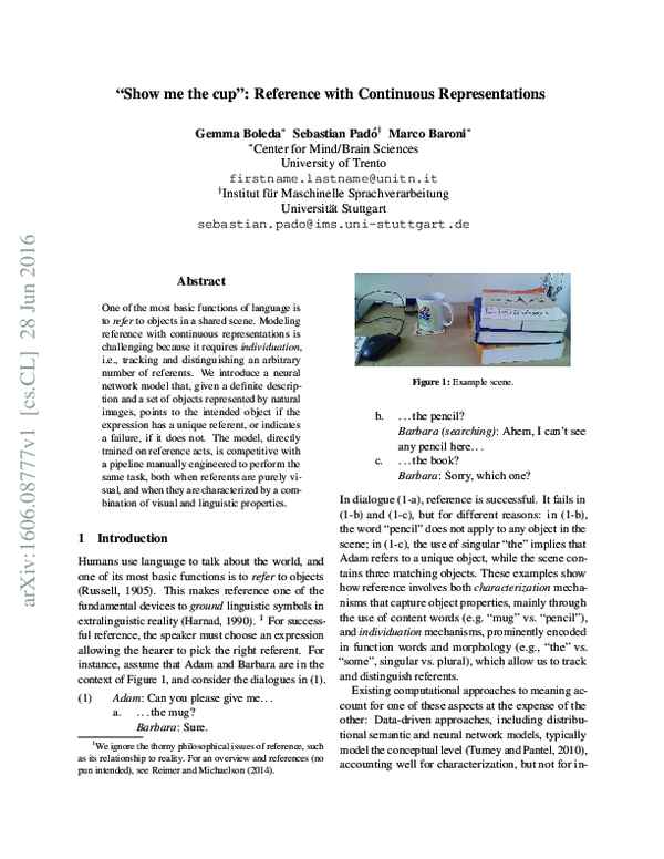 (PDF) Show me the cup": Reference with Continuous Representations