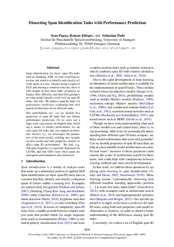 Pdf Dissecting Span Identification Tasks With Performance Prediction Sebastian Padó