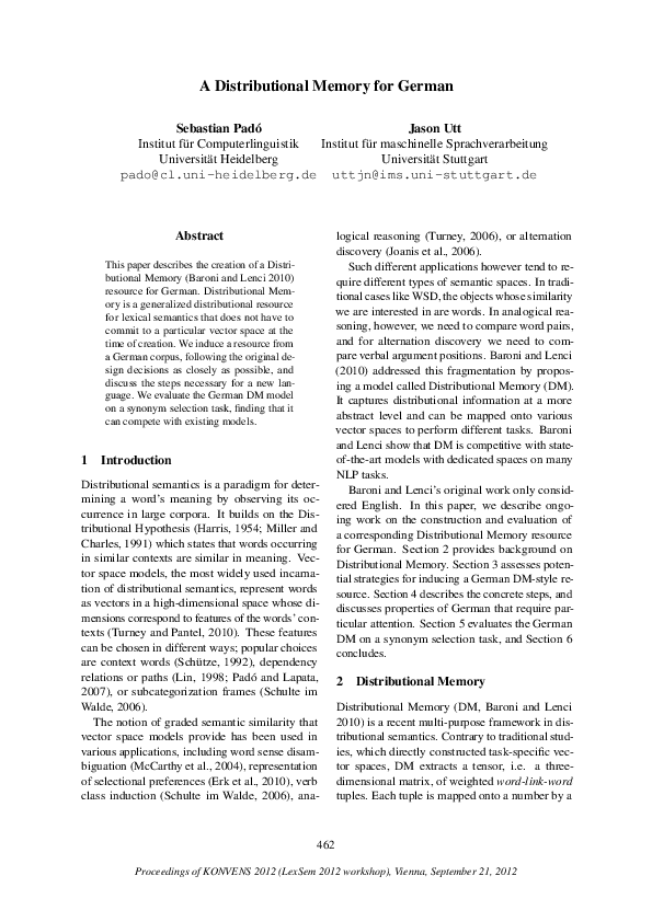 (PDF) A Distributional Memory for German