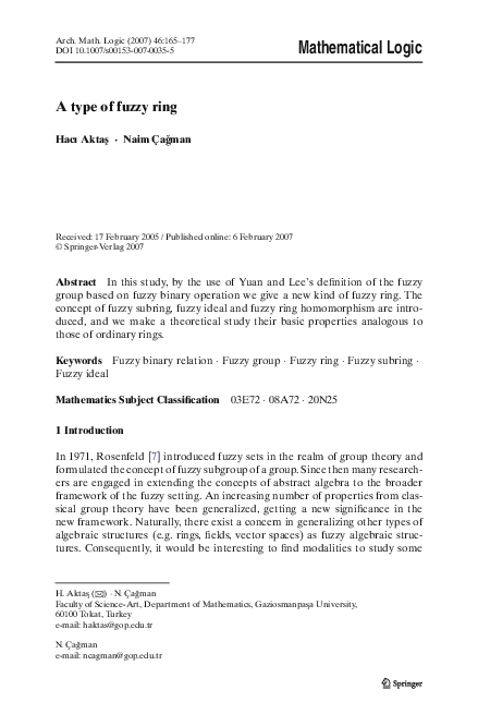(PDF) A type of fuzzy ring
