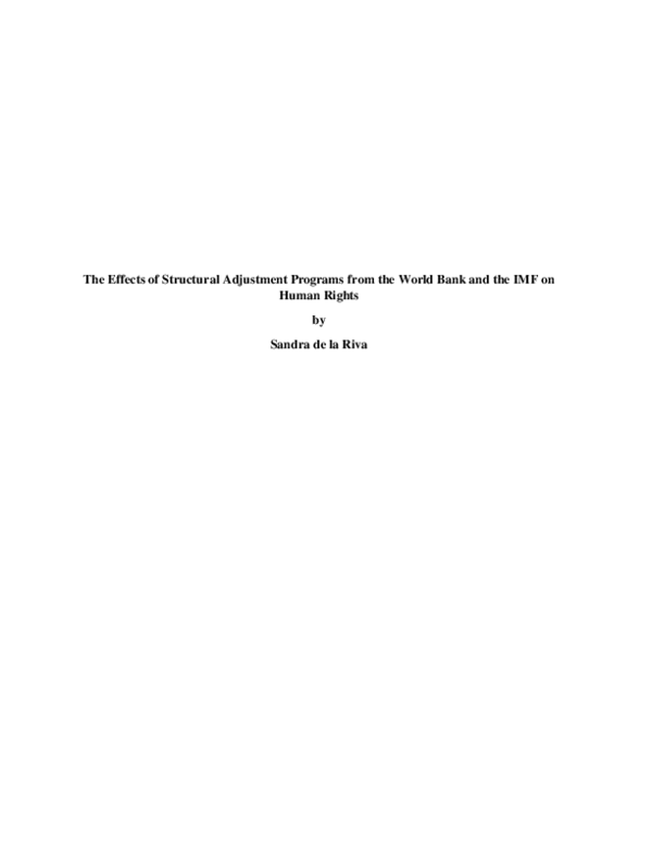 (PDF) The Effects of Structural Adjustment Programs from the World Bank ...