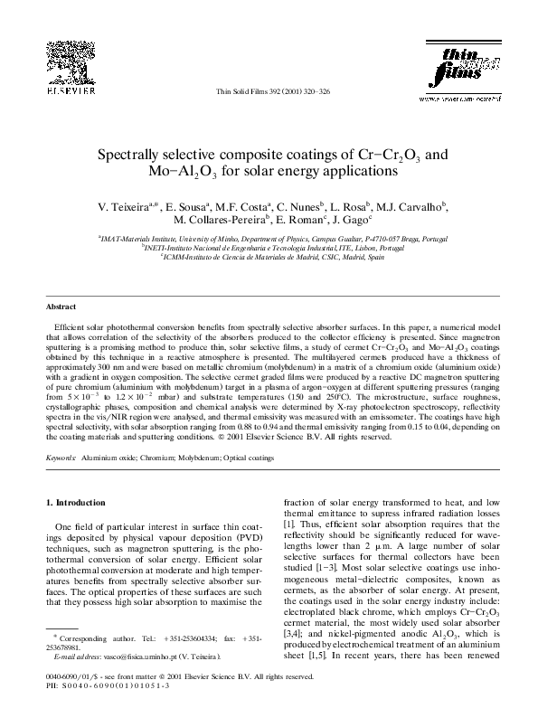 (PDF) Spectrally selective composite coatings of Cr–Cr2O3 and Mo–Al2O3 ...