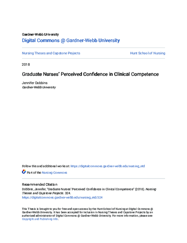 (PDF) Graduate Nurses’ Perceived Confidence in Clinical Competence