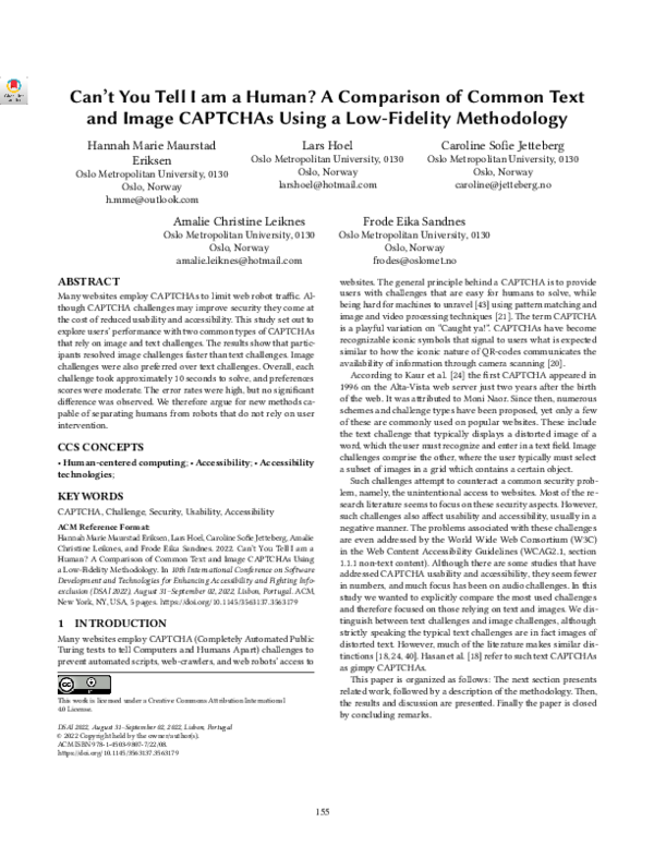 (PDF) Comparing Text and Image CAPTCHAs Performance