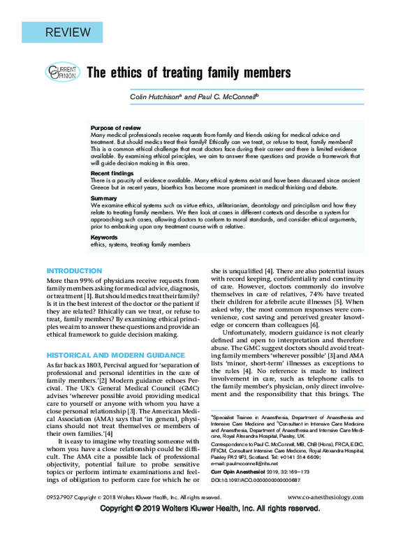 (PDF) The ethics of treating family members