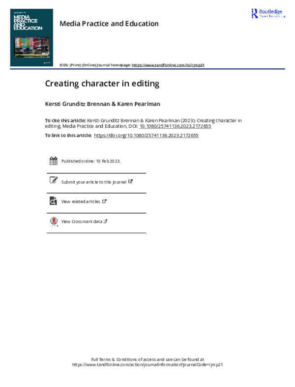 (PDF) Creating character in editing