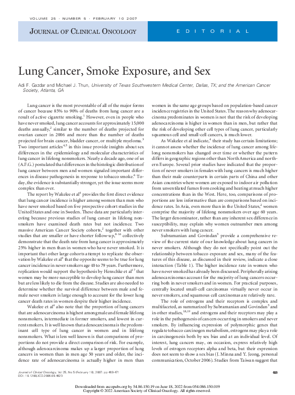Pdf Lung Cancer Smoke Exposure And Sex 5520