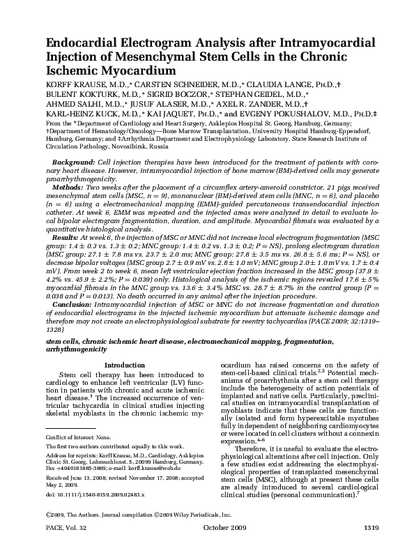 (PDF) Endocardial Electrogram Analysis after Intramyocardial Injection ...