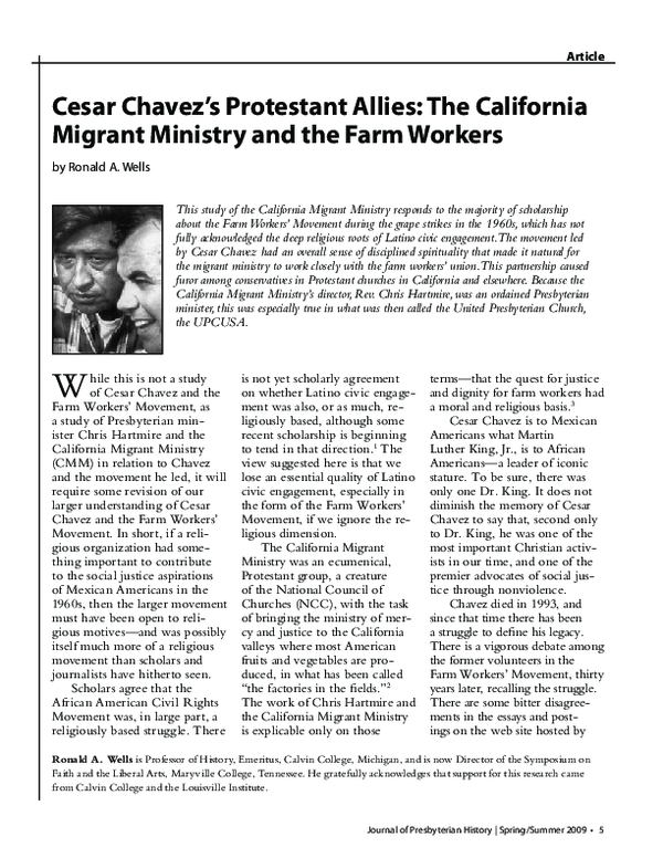 (PDF) Cesar Chavez's Protestant Allies: The California Migrant Ministry ...