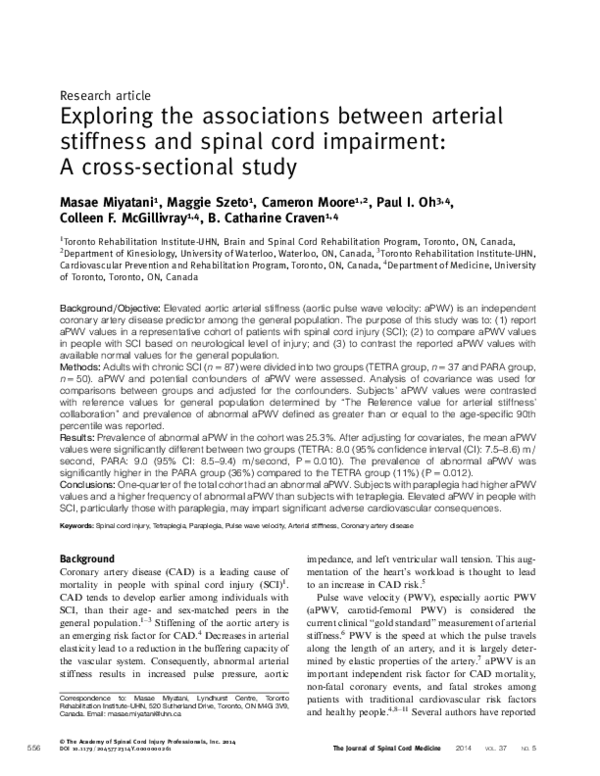 (PDF) Exploring the associations between arterial stiffness and spinal cord impairment: A cross ...