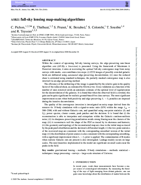 (PDF) Aski: Full-Sky Lensing Map-Making Algorithms | S. Prunet - Academia.edu