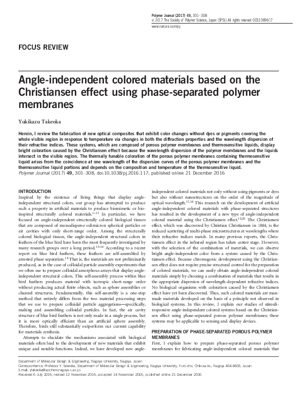 (PDF) Angle-independent colored materials based on the Christiansen ...
