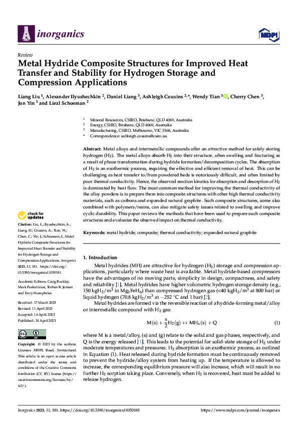 (PDF) Metal Hydride Composite Structures for Improved Heat Transfer and ...