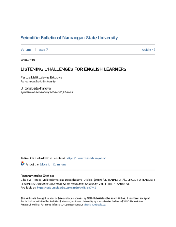 (PDF) Listening Challenges for English Learners