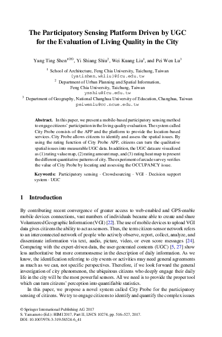 (PDF) The Participatory Sensing Platform Driven by UGC for the ...