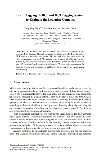 (PDF) Brain Tagging: A BCI and HCI Tagging System to Evaluate the ...