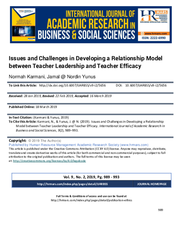 (PDF) Issues and Challenges in Developing a Relationship Model between ...