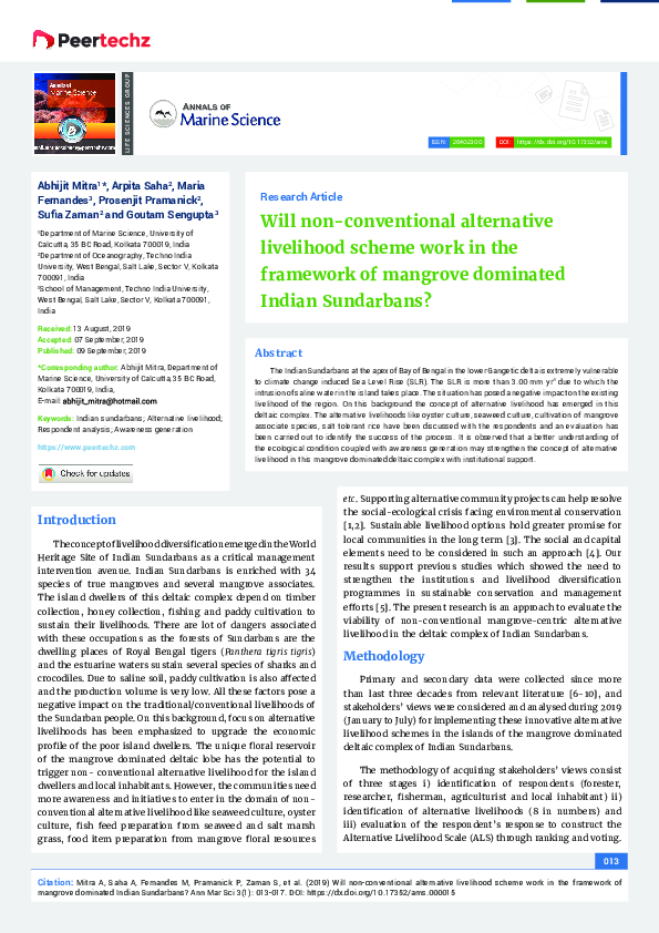 (PDF) Will non-conventional alternative livelihood scheme work in the framework of mangrove ...